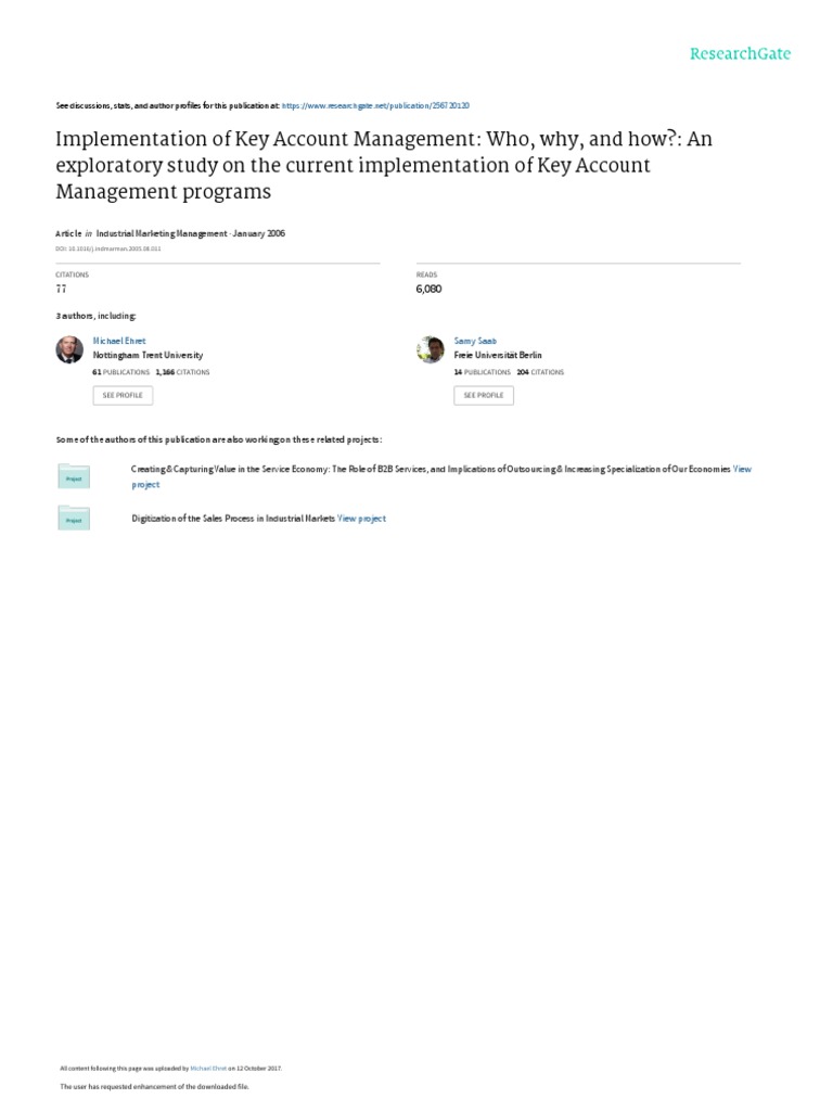 Implementation of Key Account Management | PDF | Analysis Of Variance ...