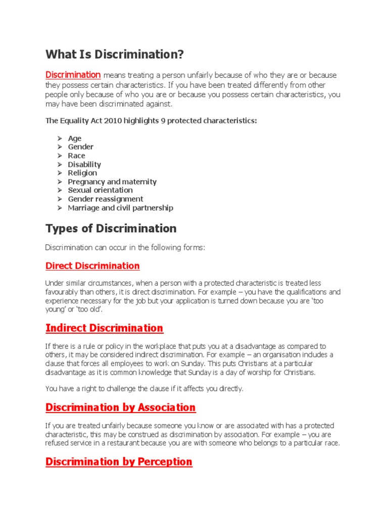 Understanding Discrimination Types | PDF | Discrimination | Sexual ...