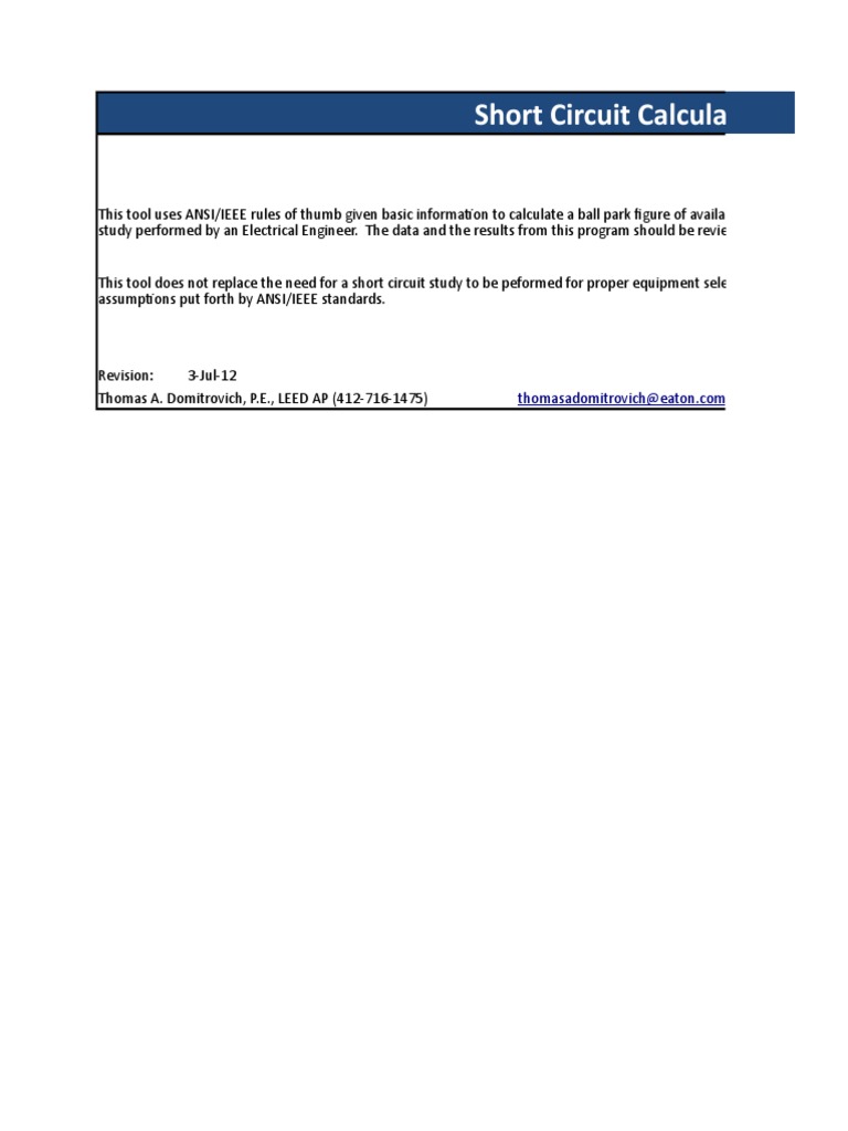 Short Circuit Calculator Final 20120703 | PDF | Transformer ...