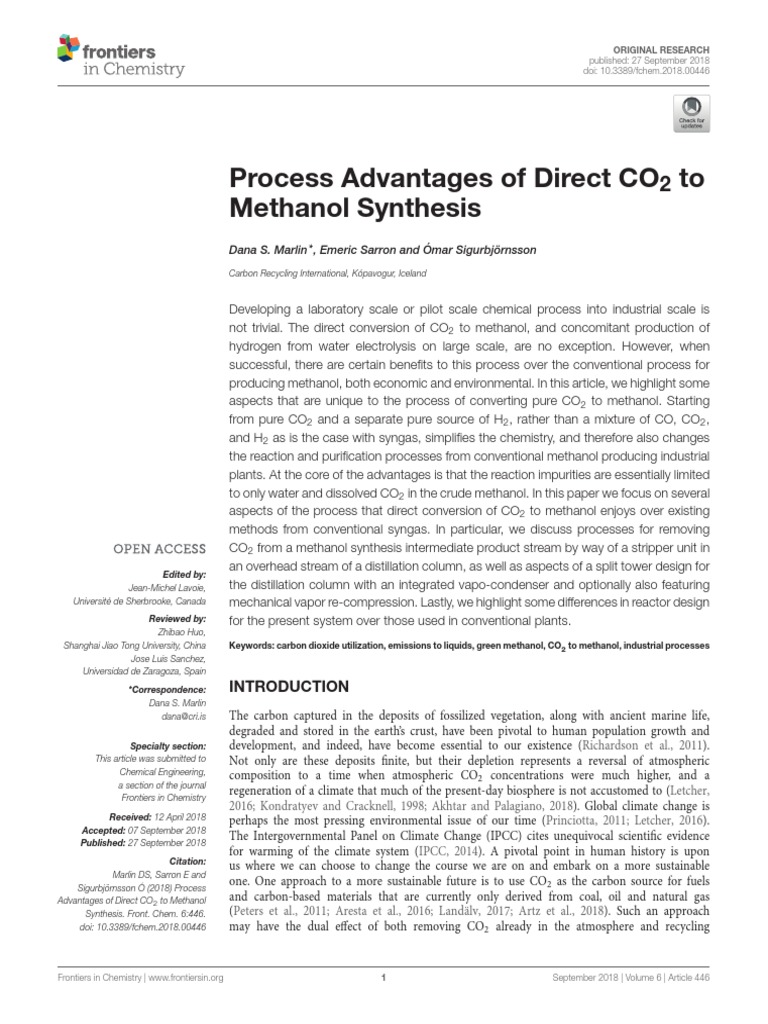 CO2 To Methanol | Download Free PDF | Distillation | Carbon Dioxide