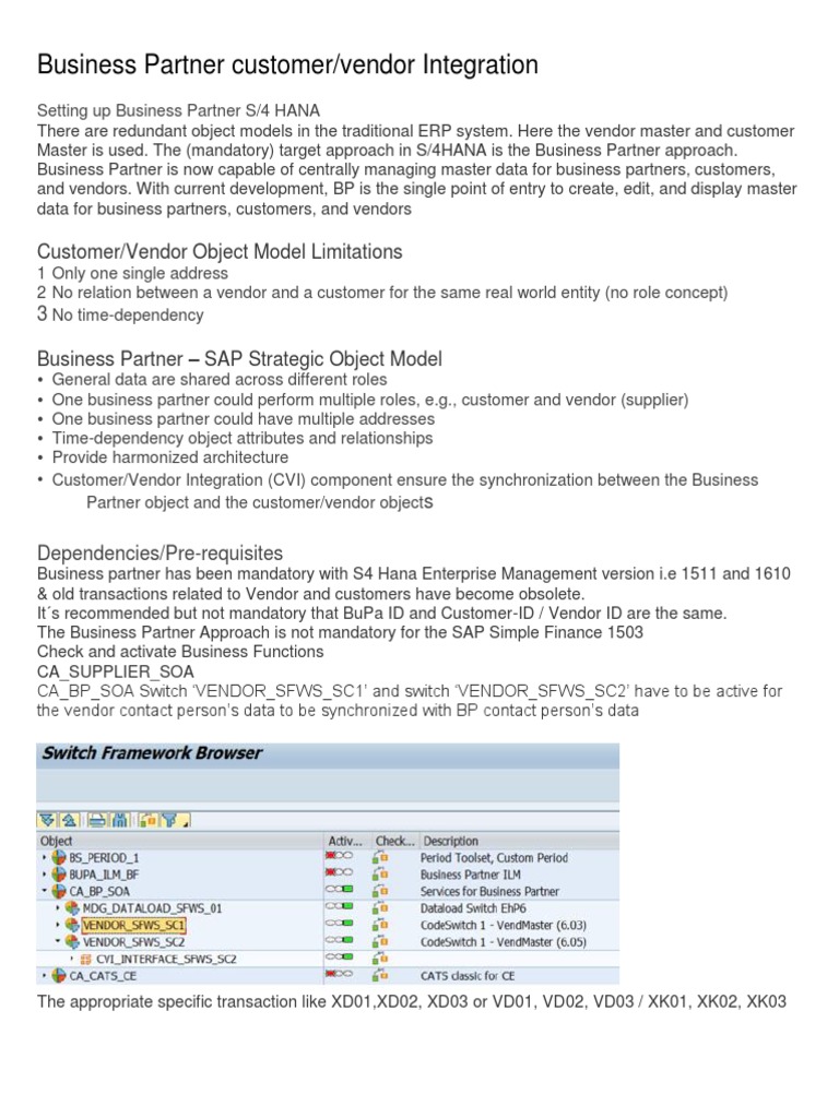 Business Partner Customer/vendor Integration | Download Free PDF | Sap ...