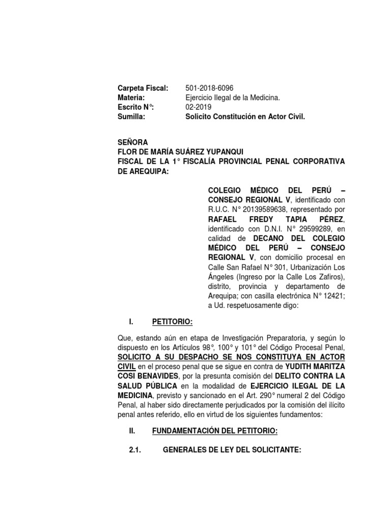 Constitución de Actor Civil | Procedimiento Criminal | Ley procesal