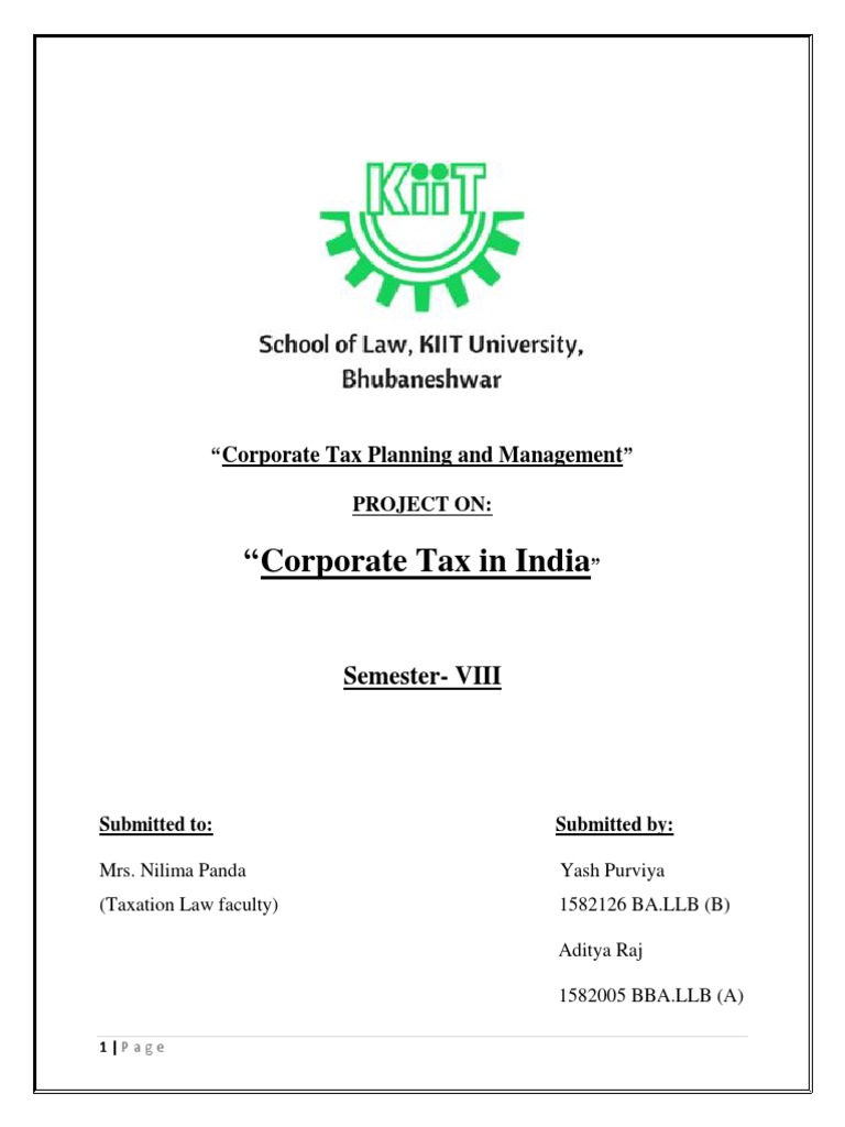 Corporate Tax Planning in India | PDF | Corporate Tax | Income Tax