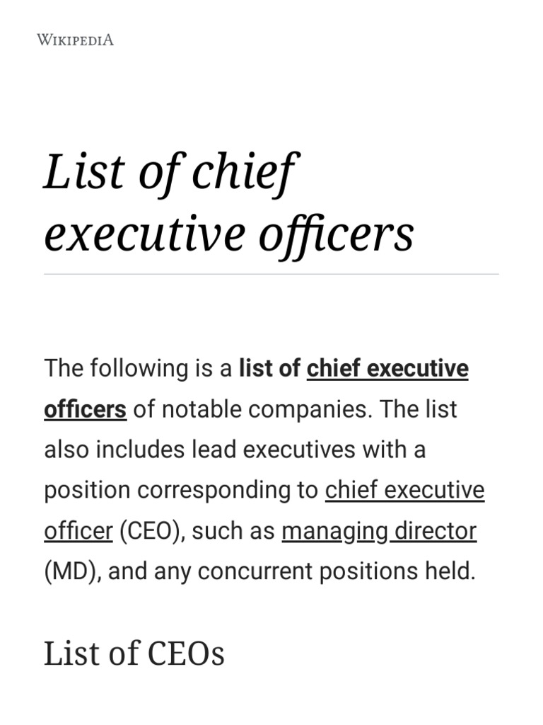 List of Ceos | PDF | Companies | Business