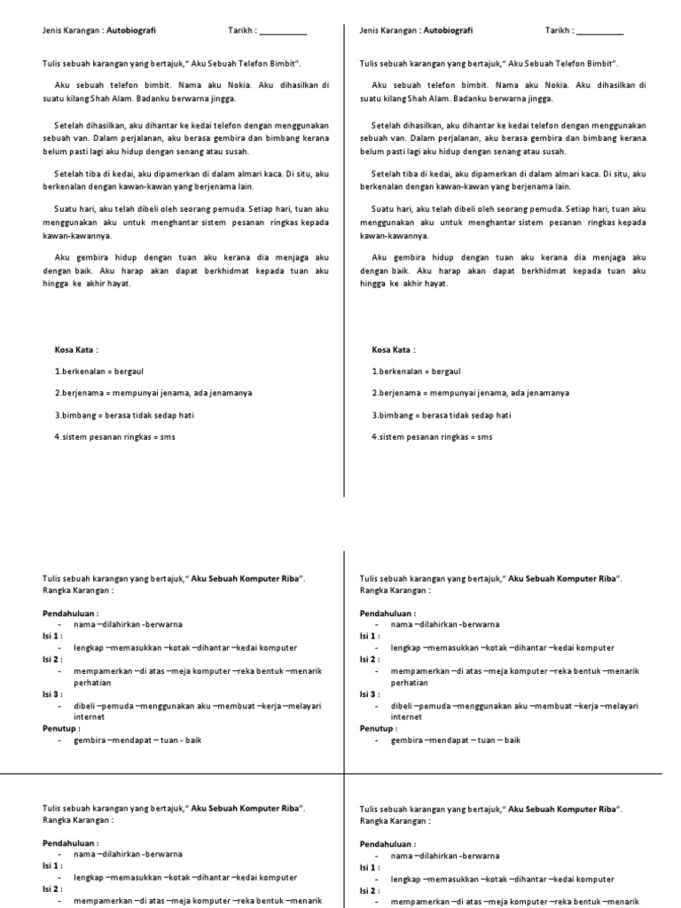 Contoh Latihan Karangan Autobiografi Pdf