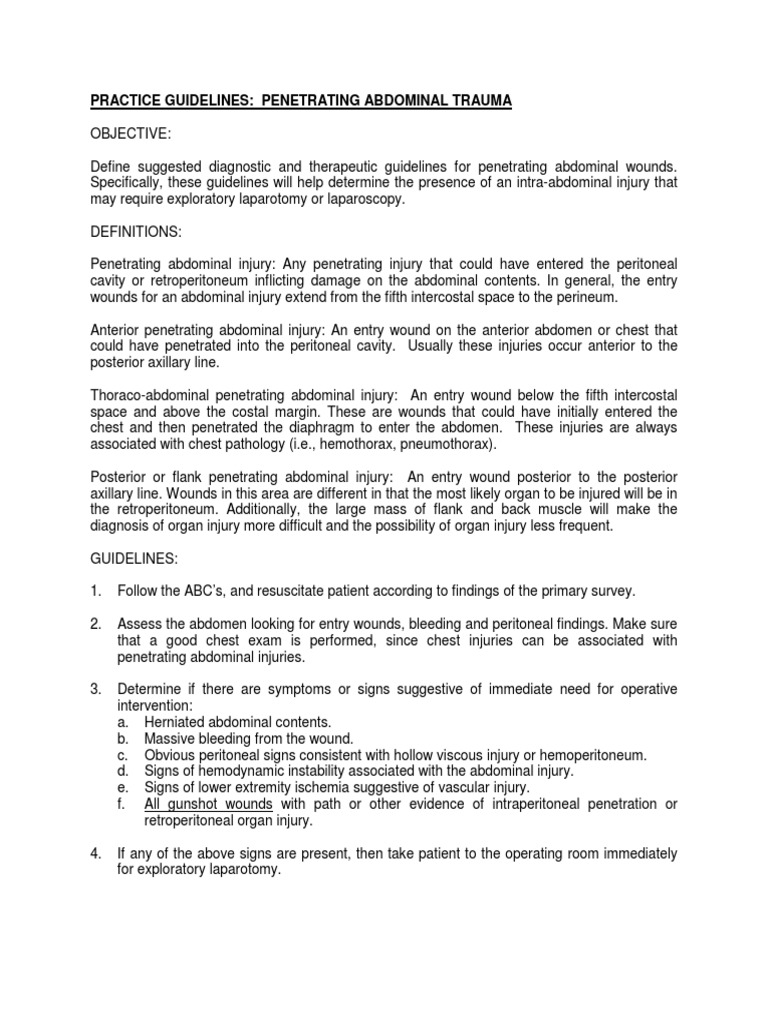 Penetrating Abdominal Trauma | PDF | Peritoneum | Abdomen