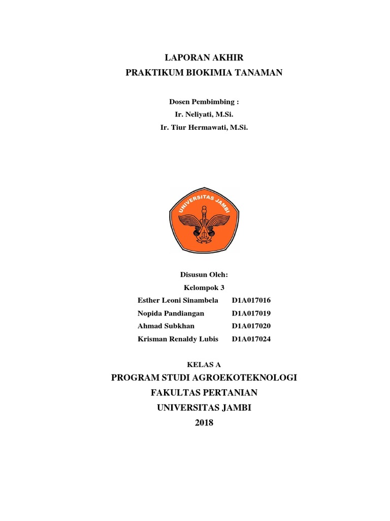 Laporan Akhir Praktikum Biokimia Tanaman | PDF