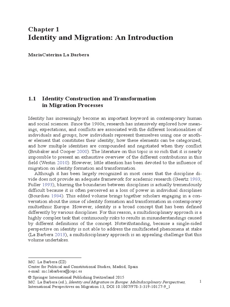 Identity and Migration An Introduction | PDF | Identity (Social Science ...