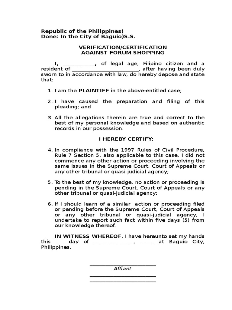 Affidavit of Verification for Court | PDF | Affidavit | Supreme Courts
