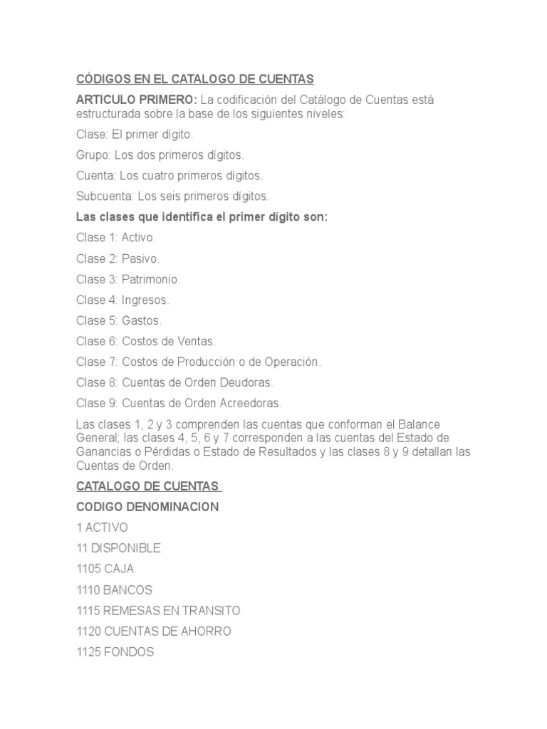 Codigos de Cuentas Niif | PDF | Comercio | Enseñanza de matemática