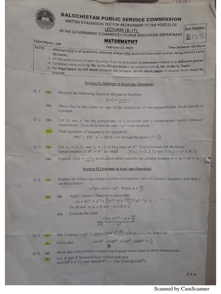 Question Paper | PDF