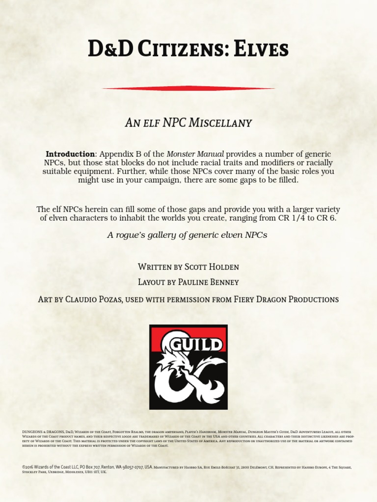 D&D Citizens Elves | PDF | Elf (Dungeons & Dragons) | Wizards Of The Coast