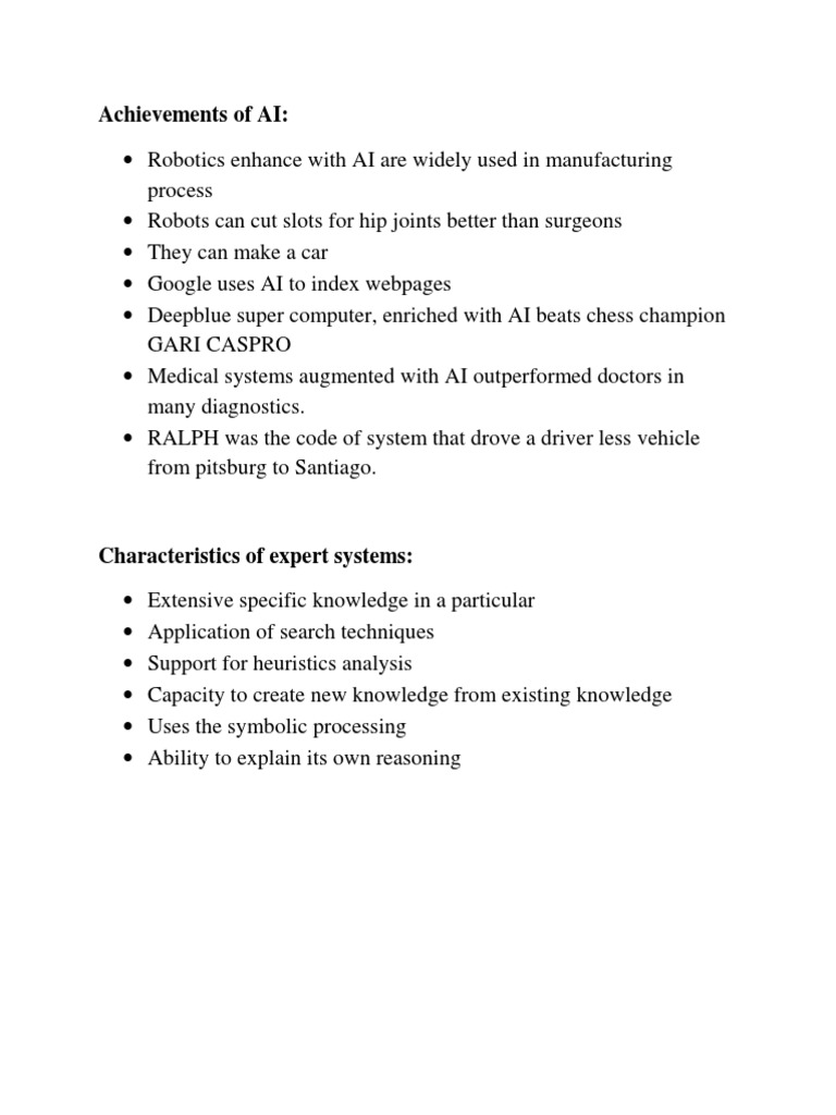 Achievements of AI | PDF