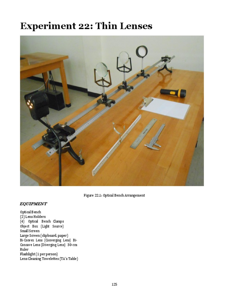 Experiment 22: Thin Lenses: Equipment | PDF | Optics | Natural Philosophy