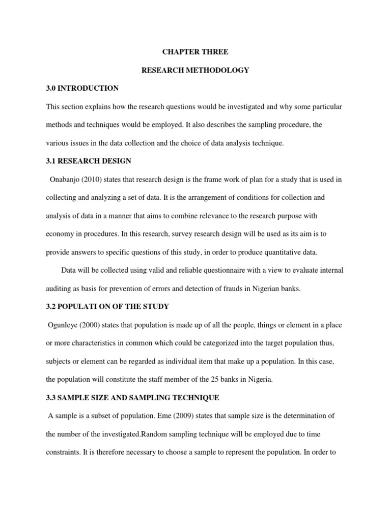 Chapter Three Research Methodology | PDF | Sampling (Statistics) | Data ...