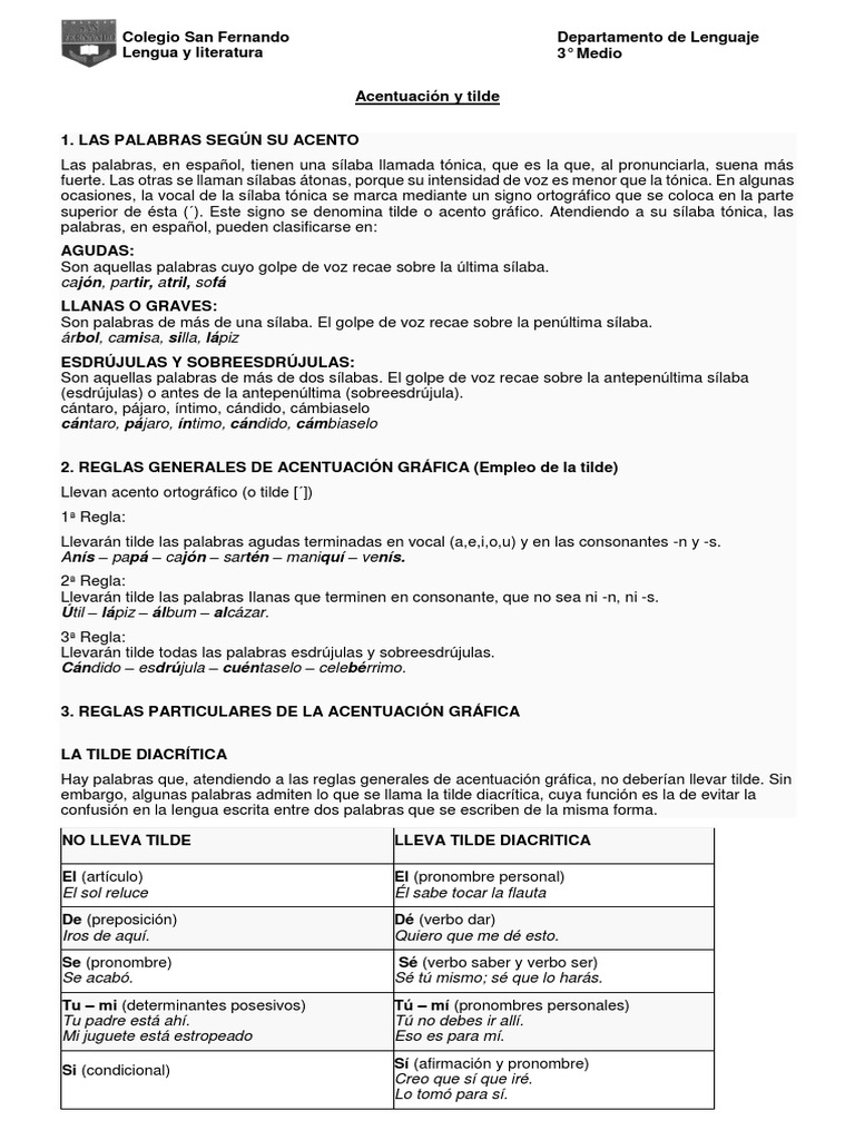 Acentuación y Tilde en Español | PDF | Onomástica | Tipología Lingüística