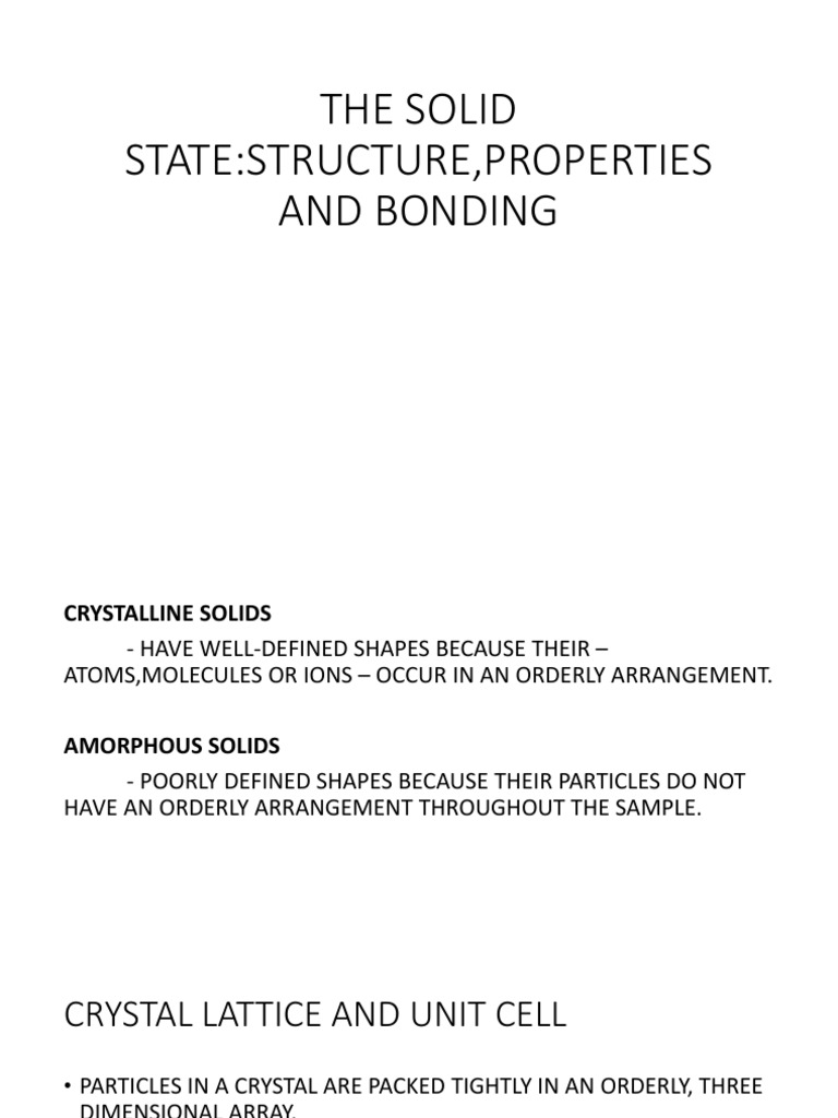 The Solid State Structure Properties And Bonding Pdf Crystal