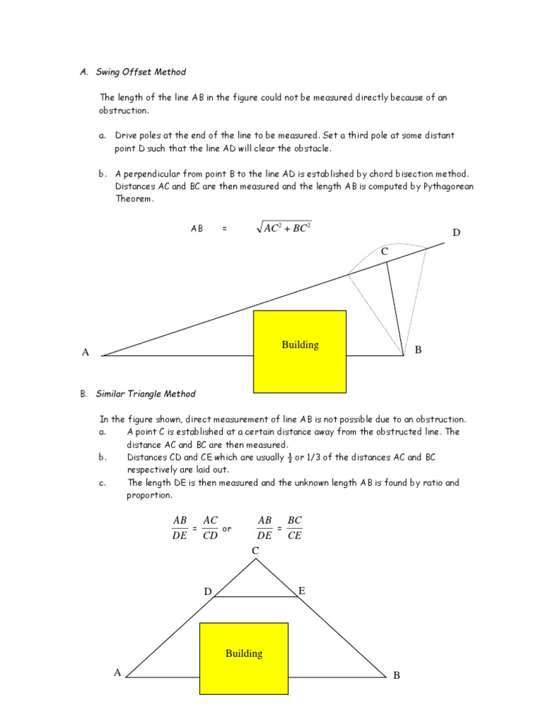 Swing Offset Method Similar Triangle Method | PDF