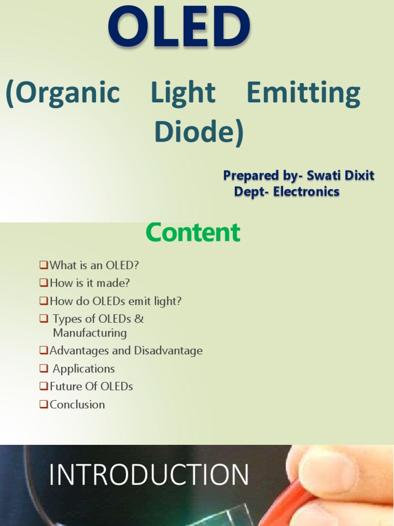 Swati Dixit Presentation On OLED | PDF | Oled | Electronics