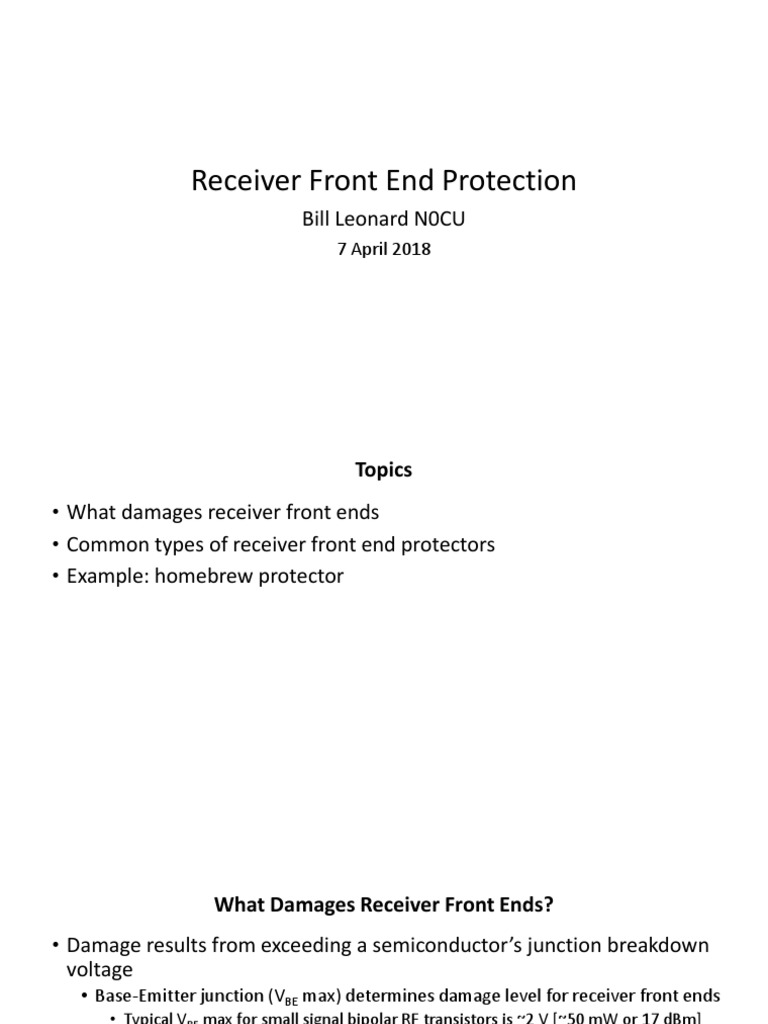 Receiver Front End Protection Guide | PDF | Telecommunications ...