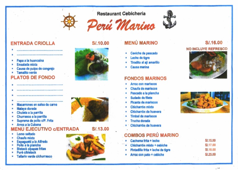 Menu Marino