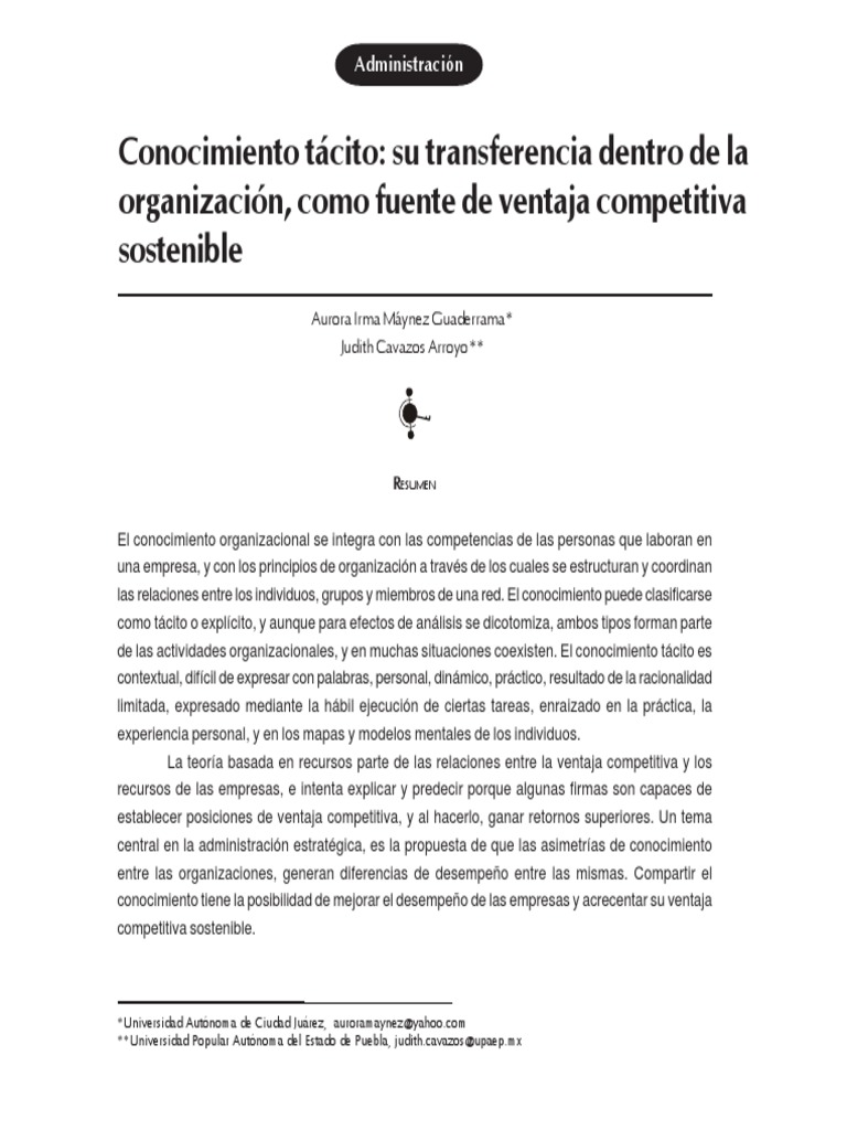 Conocimiento Tacito | PDF | Conocimiento | Aprendizaje
