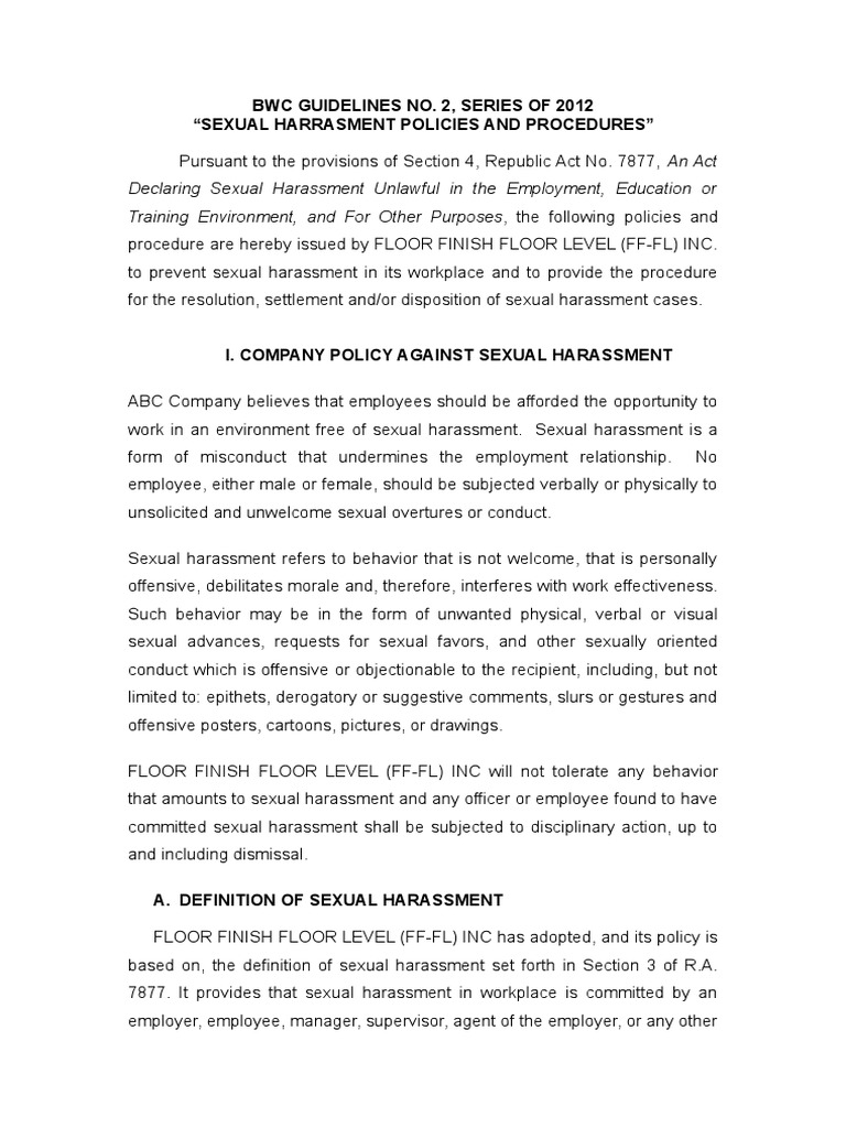 DOLE - Sexual Harassment Policy | PDF | Sexual Harassment | Applied Ethics