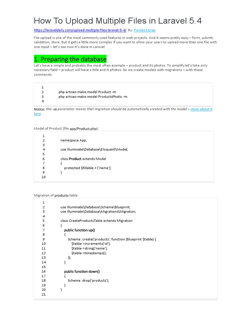 Laravel How To Upload Multiple Files In Laravel 5 Pdf Computer File Database Schema