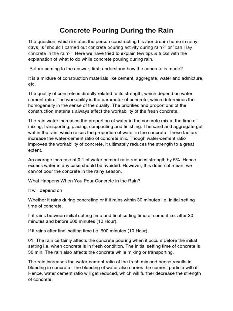 Concrete Pouring During The Rain | Download Free PDF | Rain | Concrete