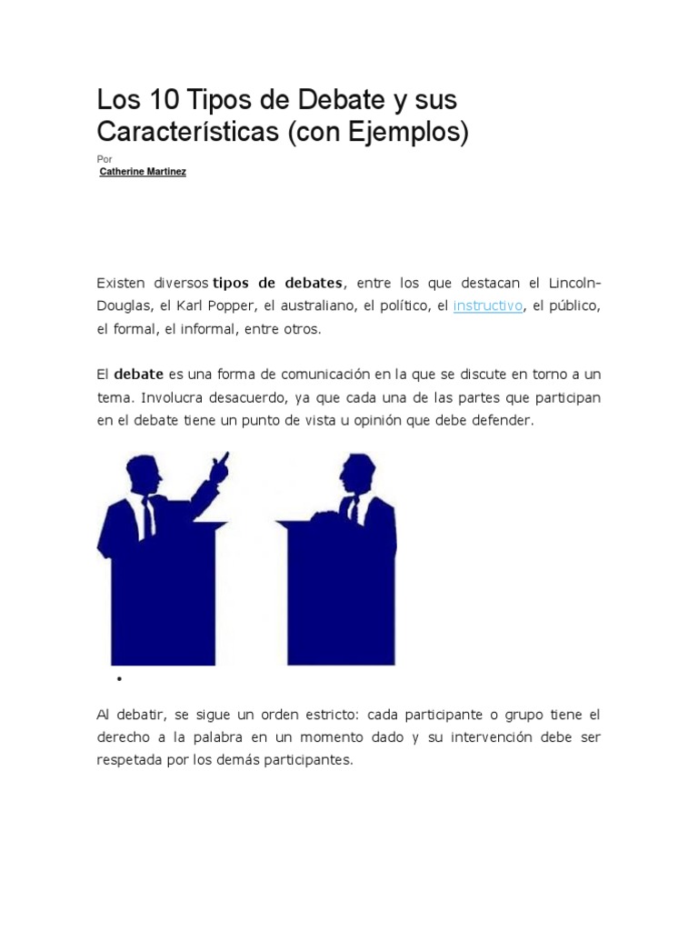 Los 10 Tipos de Debate y Sus Características | PDF