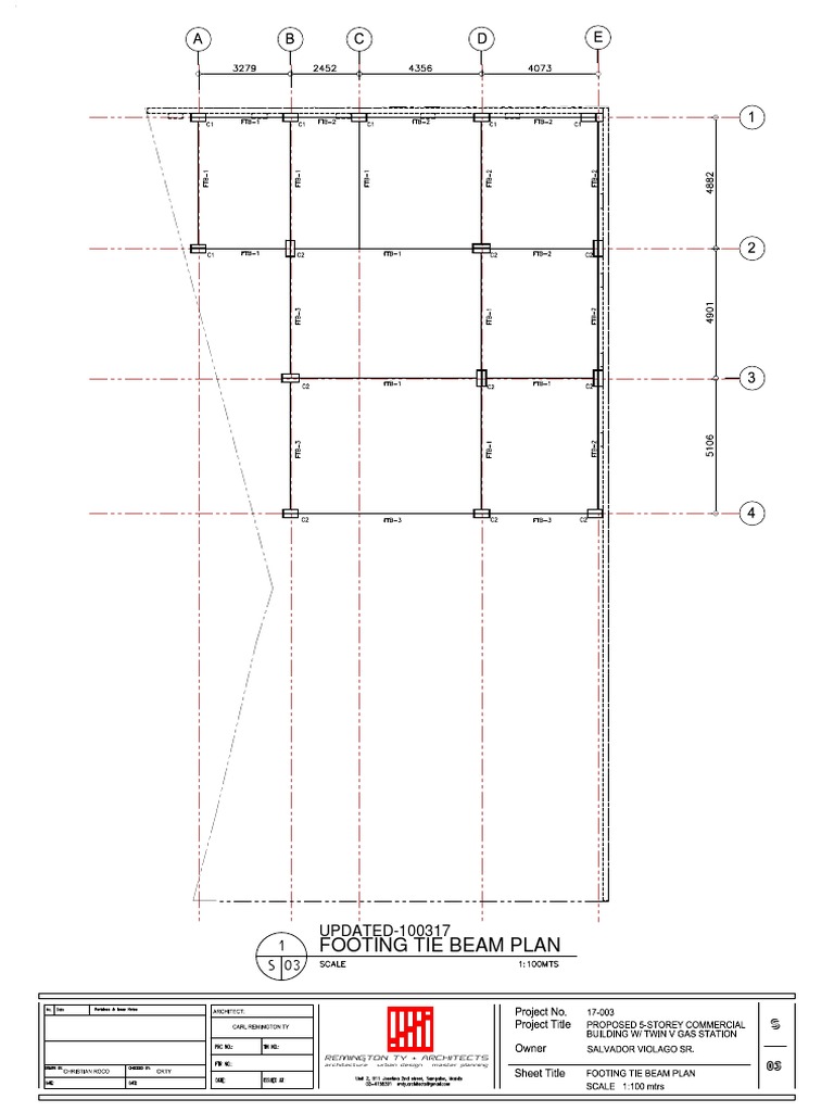 Footing Tie Beam Plan: 1 UPDATED-100317 | PDF