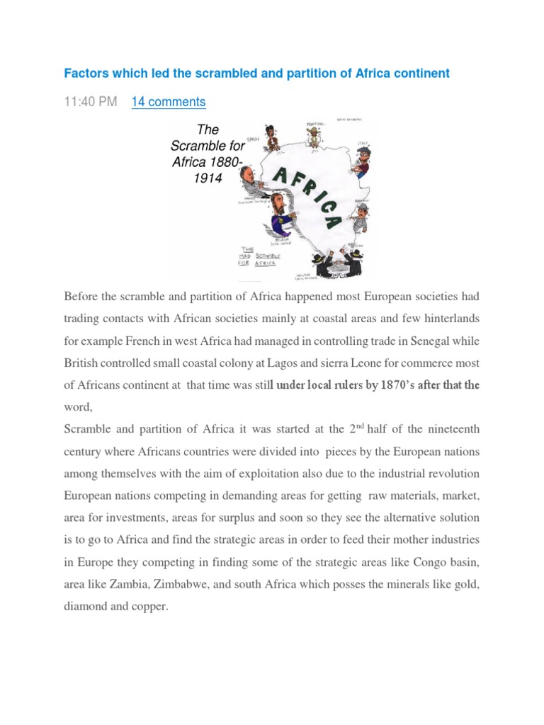 Factors Which Led The Scrambled and Partition of Africa Continent | PDF ...