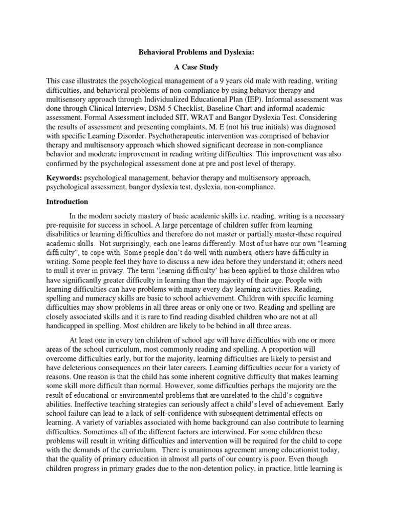 Child Placement Case Study | PDF | Learning Disability | Mental Disorder