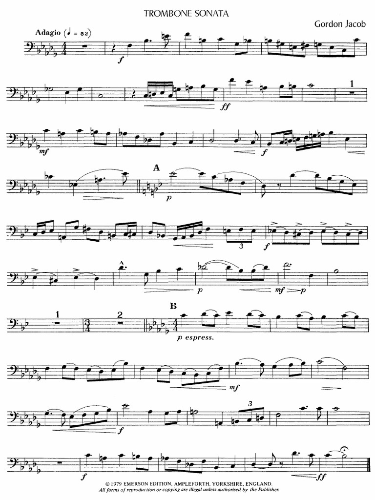 Jacob Trombone Sonata - TRB | PDF