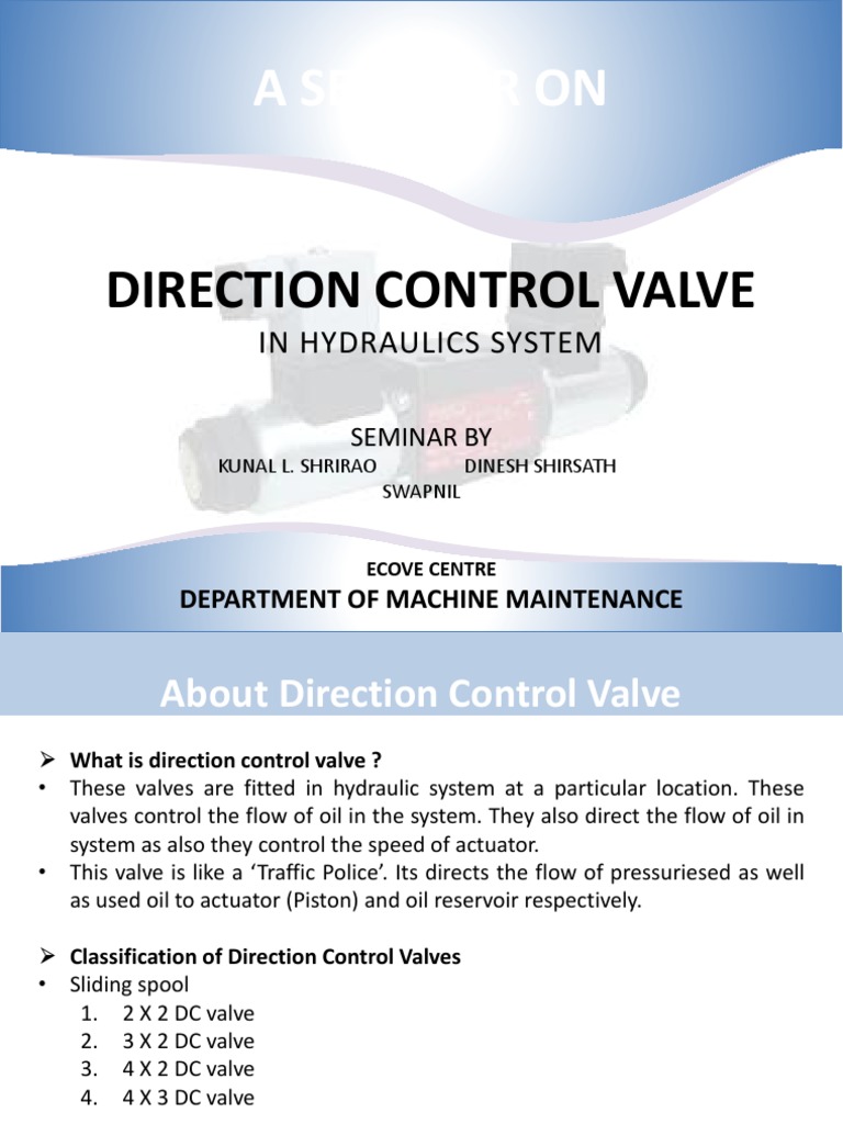 Direction Control Valves in Hydraulics | PDF