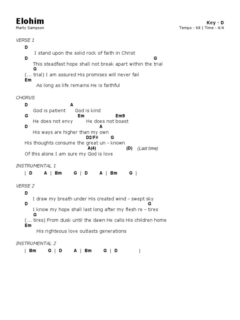 Elohim D Chord Chart | PDF