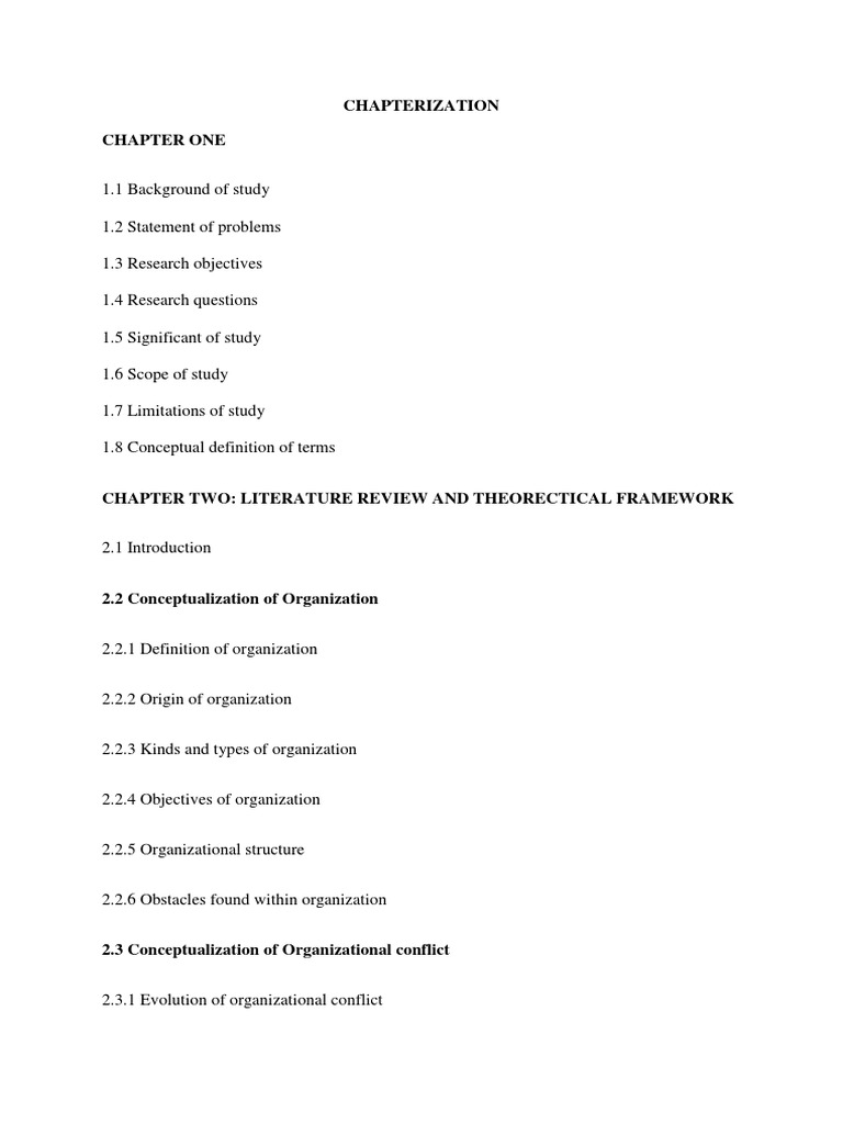 Chapterization Chapter One | PDF | Methodology | Research Methods