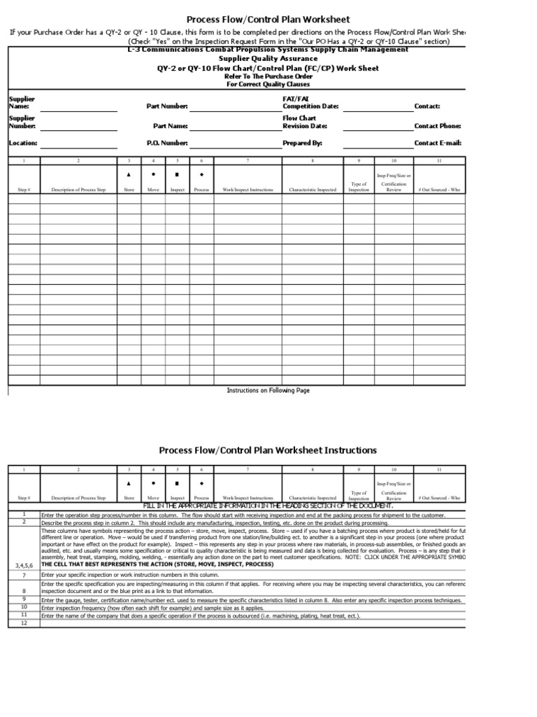 Process Flow/Control Plan Worksheet | PDF | Specification (Technical ...