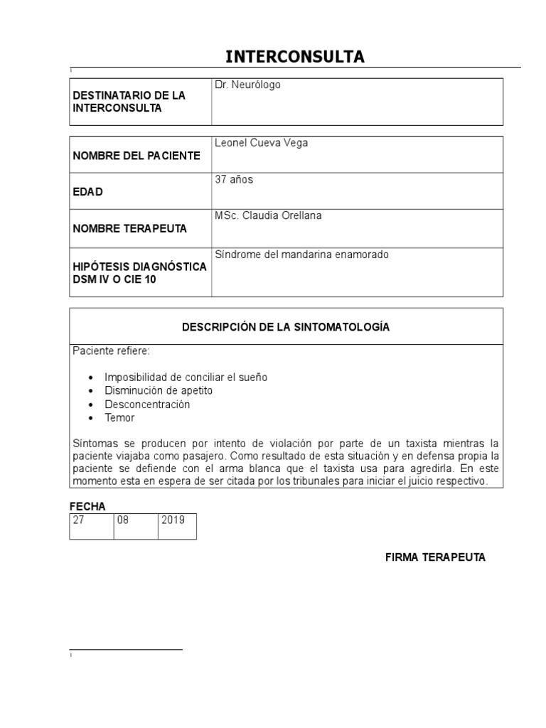 Ejemplo de Interconsulta Médica | PDF