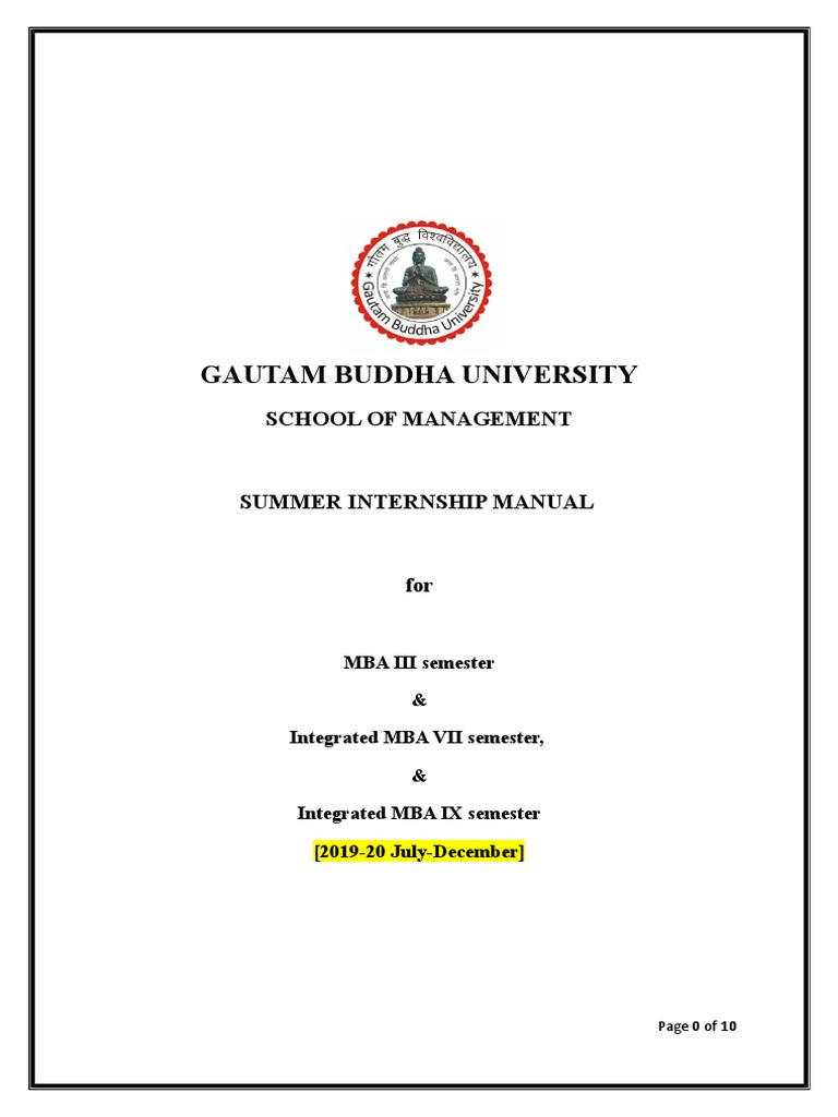 Summer Internship Guidelines 2019-20 | PDF
