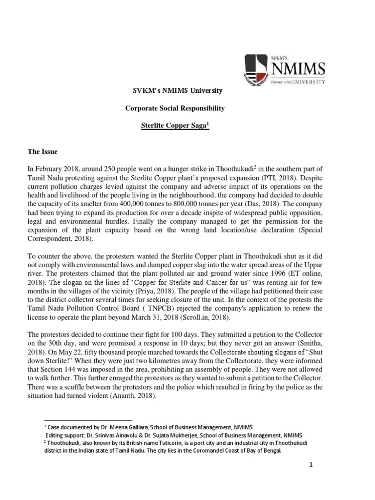 Sterlite Copper Plant Controversy | PDF | Nature | Business