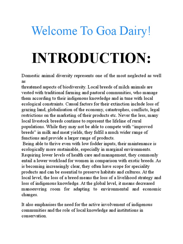 Welcome To Goa Dairy | Download Free PDF | Milk | Dairy Cattle