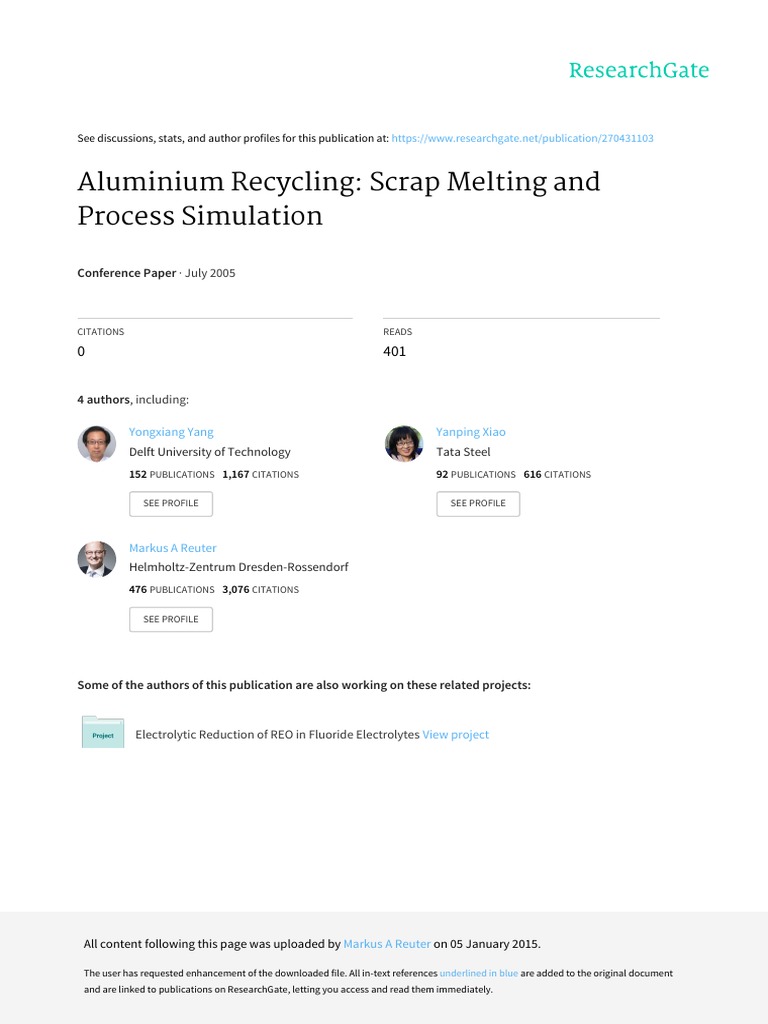 Aluminium Recycling Scrap Melting and Process Simulation - Article-22 ...