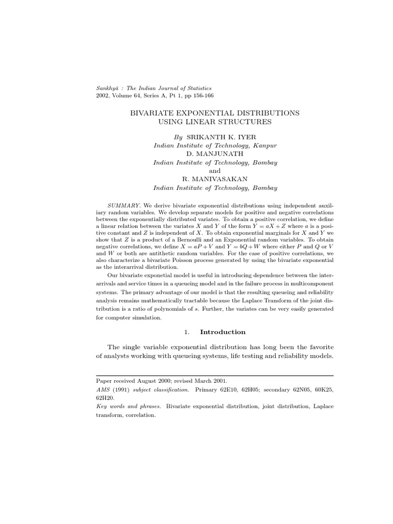 Bivariate Exponential Distribution | PDF | Correlation And Dependence | Variable (Mathematics)