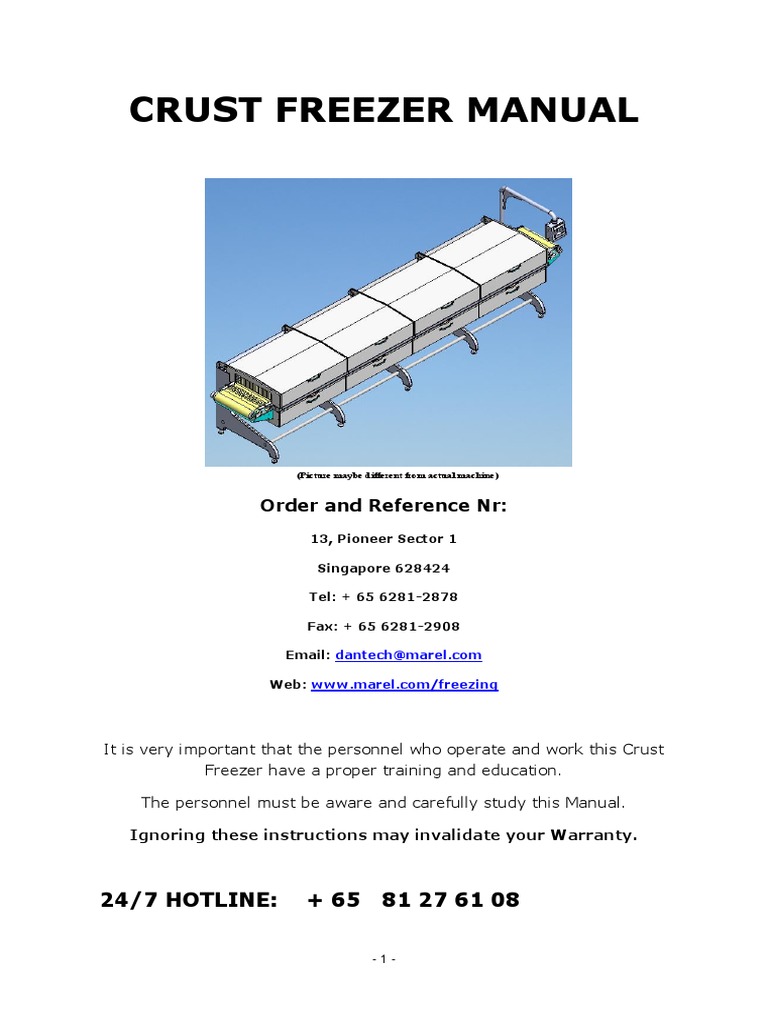 Crust Freezer Manual: 24/7 HOTLINE: + 65 81 27 61 08 | PDF | Belt ...