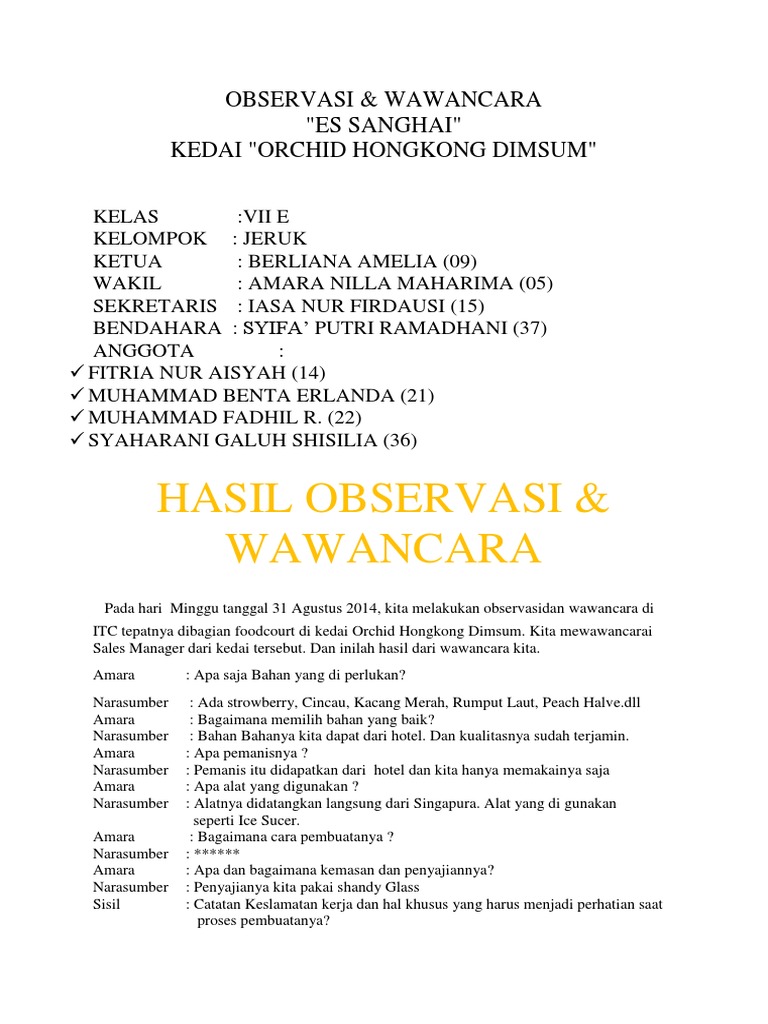 Contoh Laporan Observasi | PDF