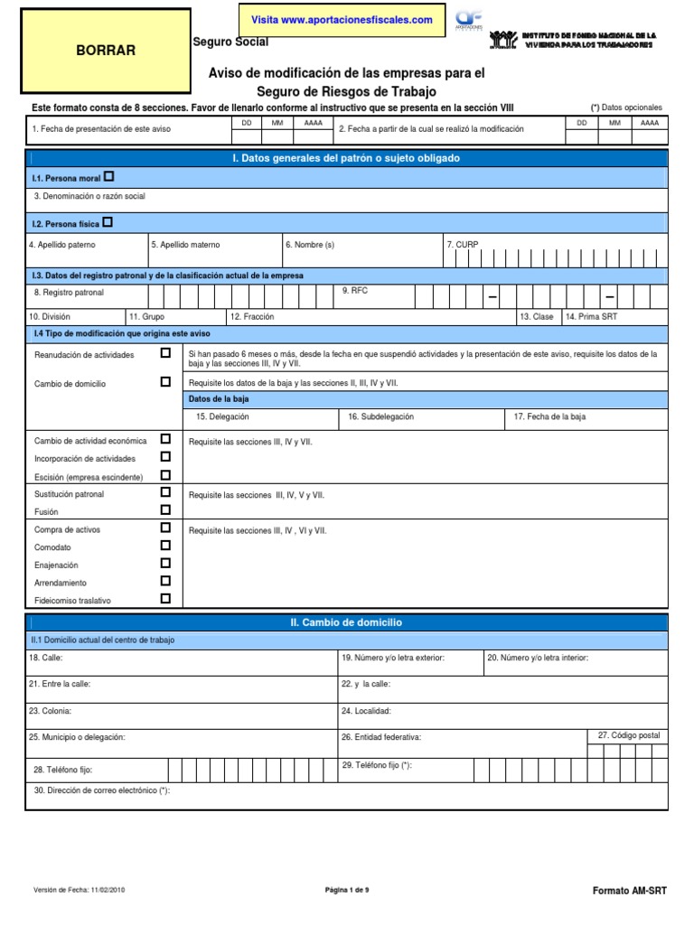 Fomrato IMSS AM-SRT Editable PDF | Materia prima | Business