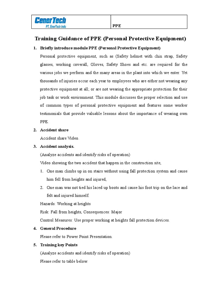 PPE Training and Safety Guidelines | PDF | Personal Protective ...
