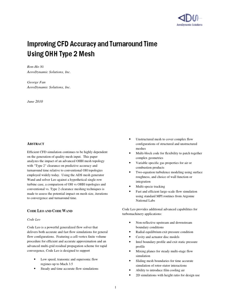 Improving CFD Accuracy and Turnaround Time Using OHH Type 2 Mesh FINAL ...