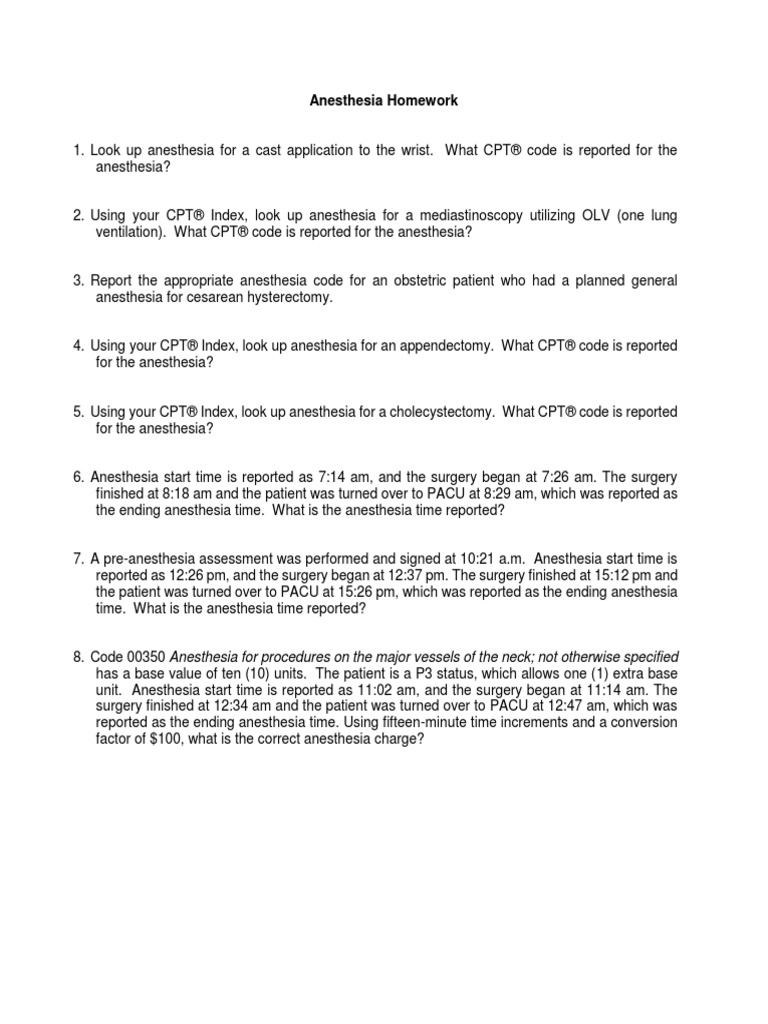 5.2 Anesthesia Homework 1 | PDF | Surgery | Anesthesia